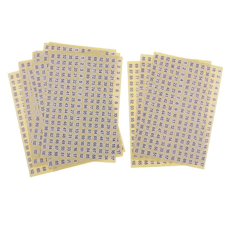 15 Sheets Round Sticky Numbered Labels 1-102 Self Adhesive Numbers ...