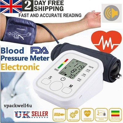 Digital Blood Pressure Monitor LCD Display & Voice Upper Arm Cuff BP ...