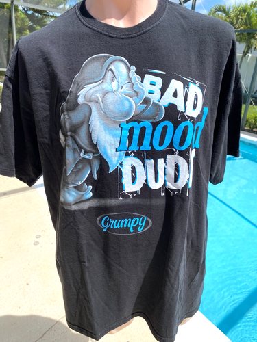 Disney Bad Mood Dude Grumpy/Snow White T shirt mens black 2XL | eBay