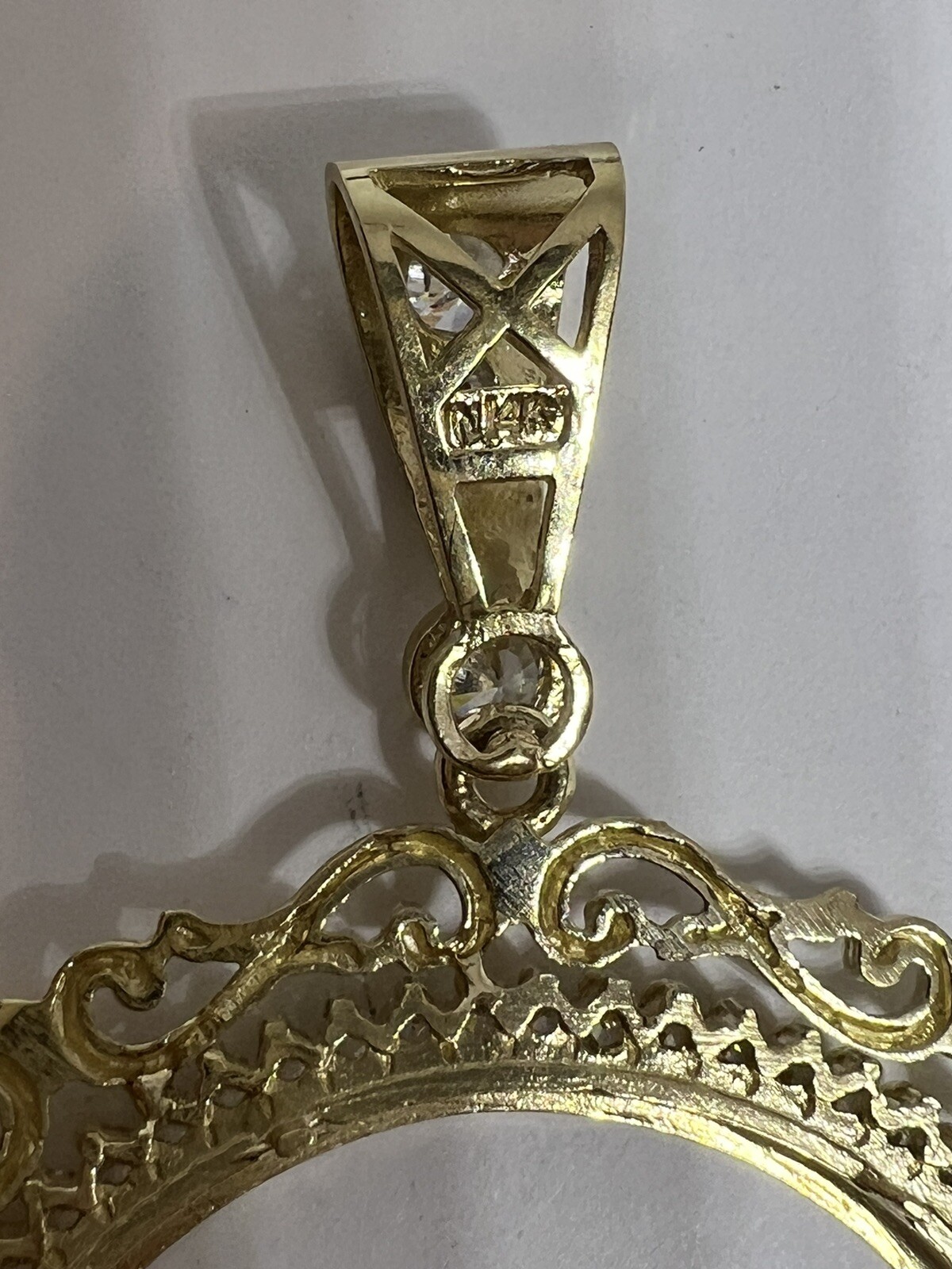 Sale GOLd Bezel 50 pesos pendant 14k mexican centenario coin frame ...