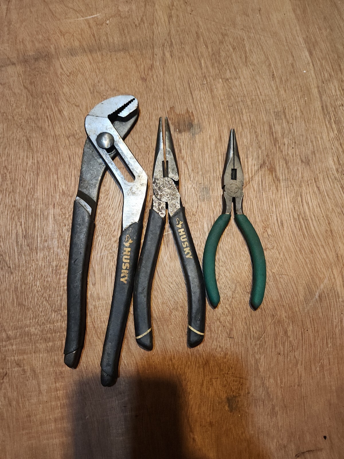 Husky Adjustable Players and Needle Nose set Lot black and silver ...