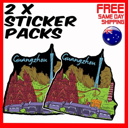 2 x Stickers - Guangzhou China Country Flag Destination Car Laptop ...