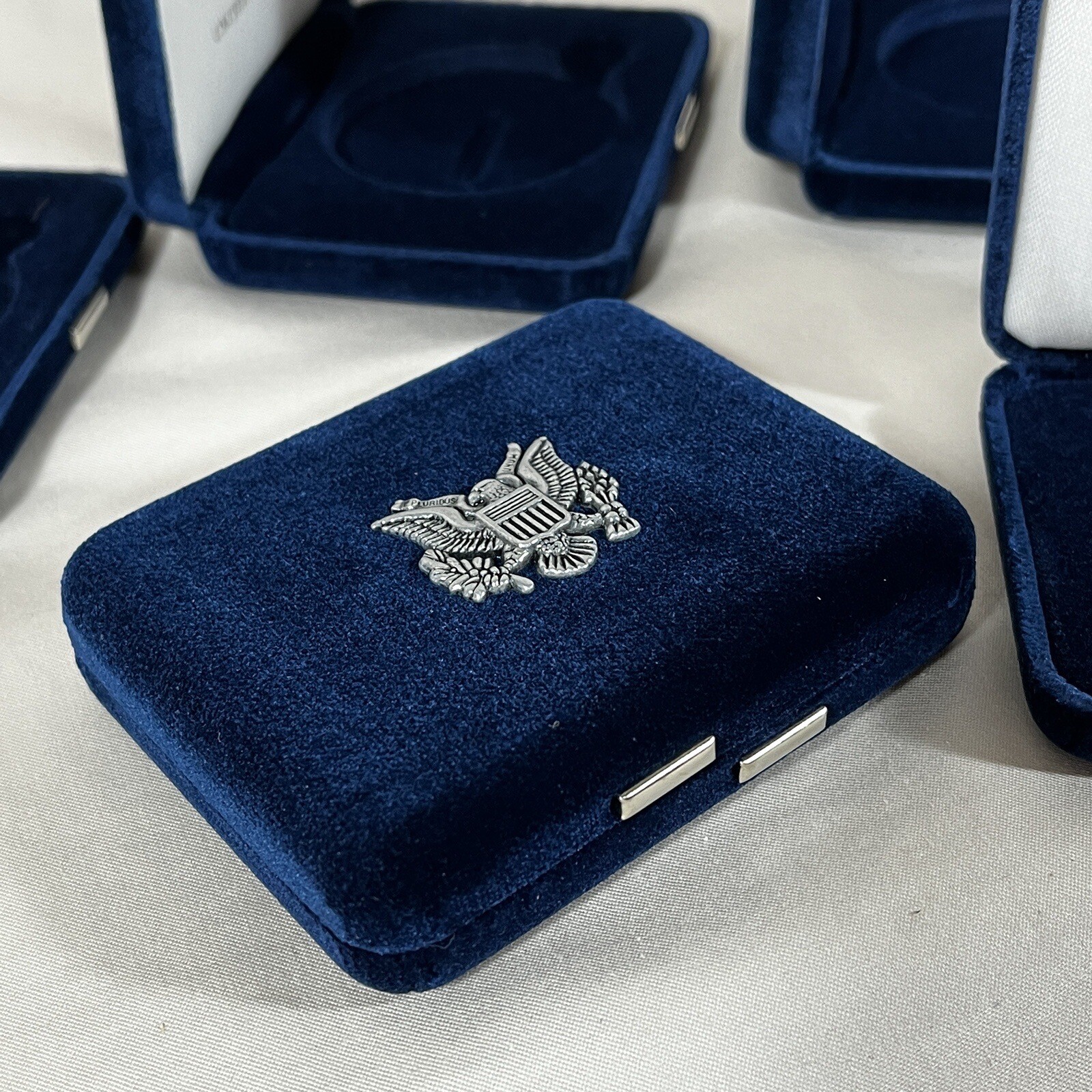 5 American Silver Eagle Cases Gift/Presentation Blue Velvet- No Coins ...