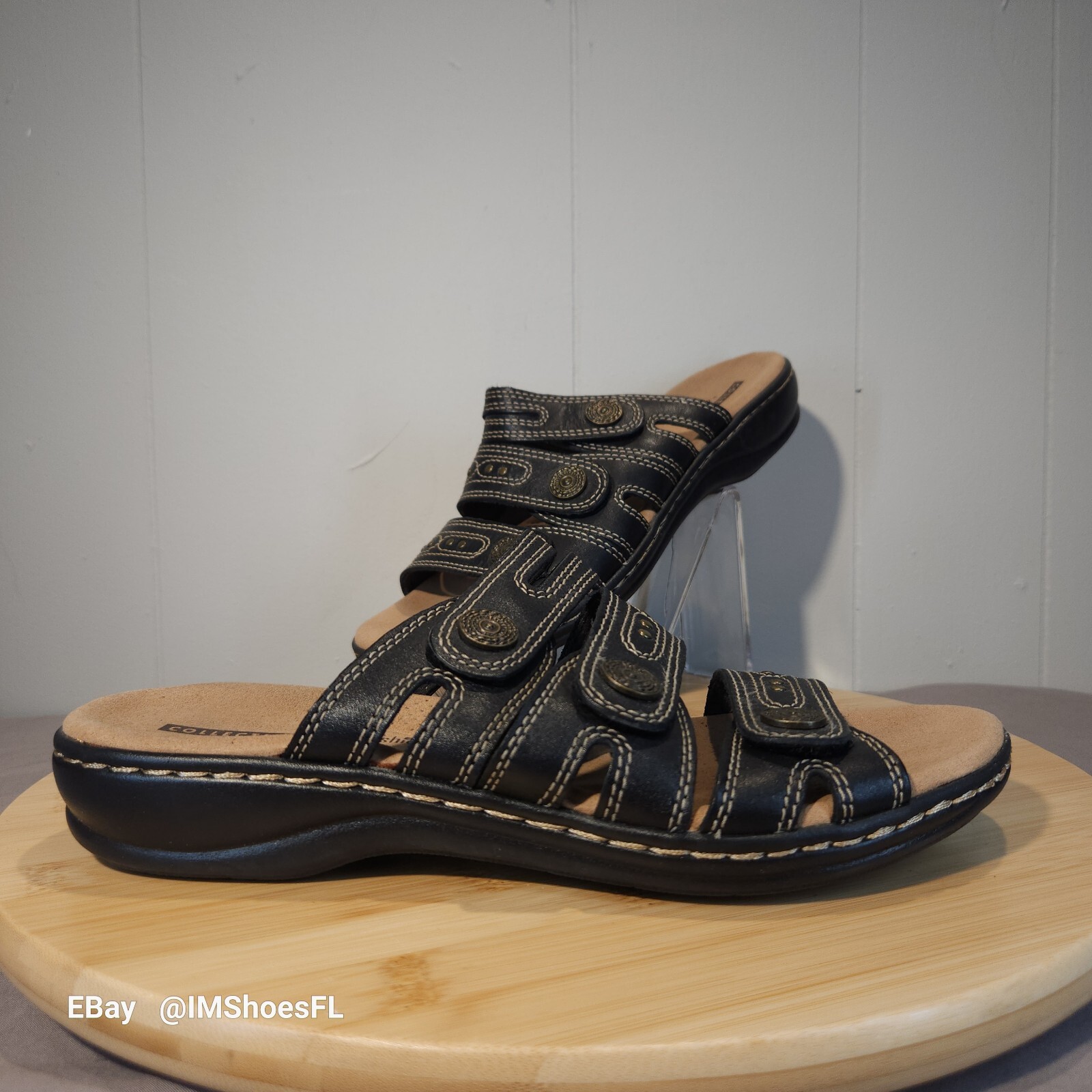 Clarks Collection Leisa Lakia Slide Sandal Black Leat… - Gem