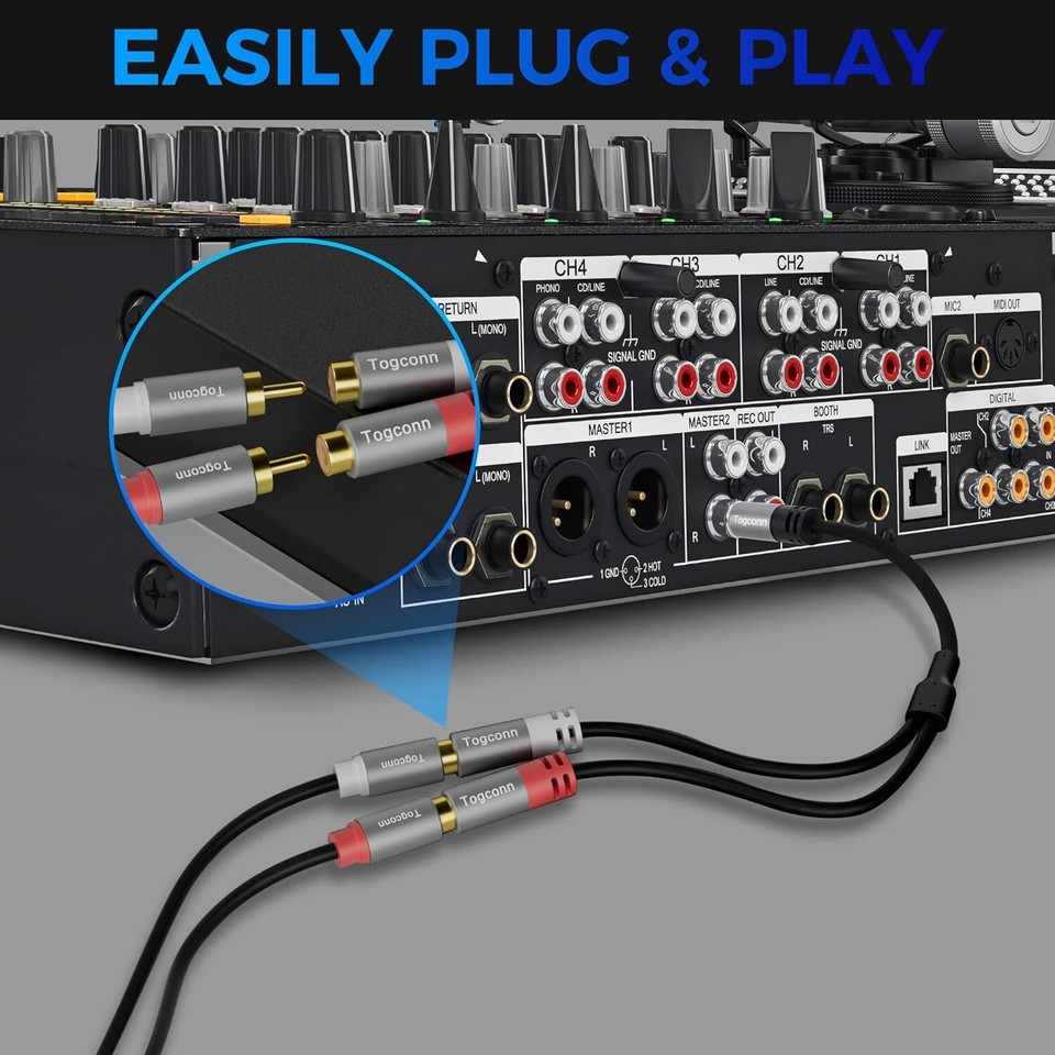 RCA Splitter Y-RCA Cable, 1 RCA Male to 2 RCA Female Audio Speaker Y ...