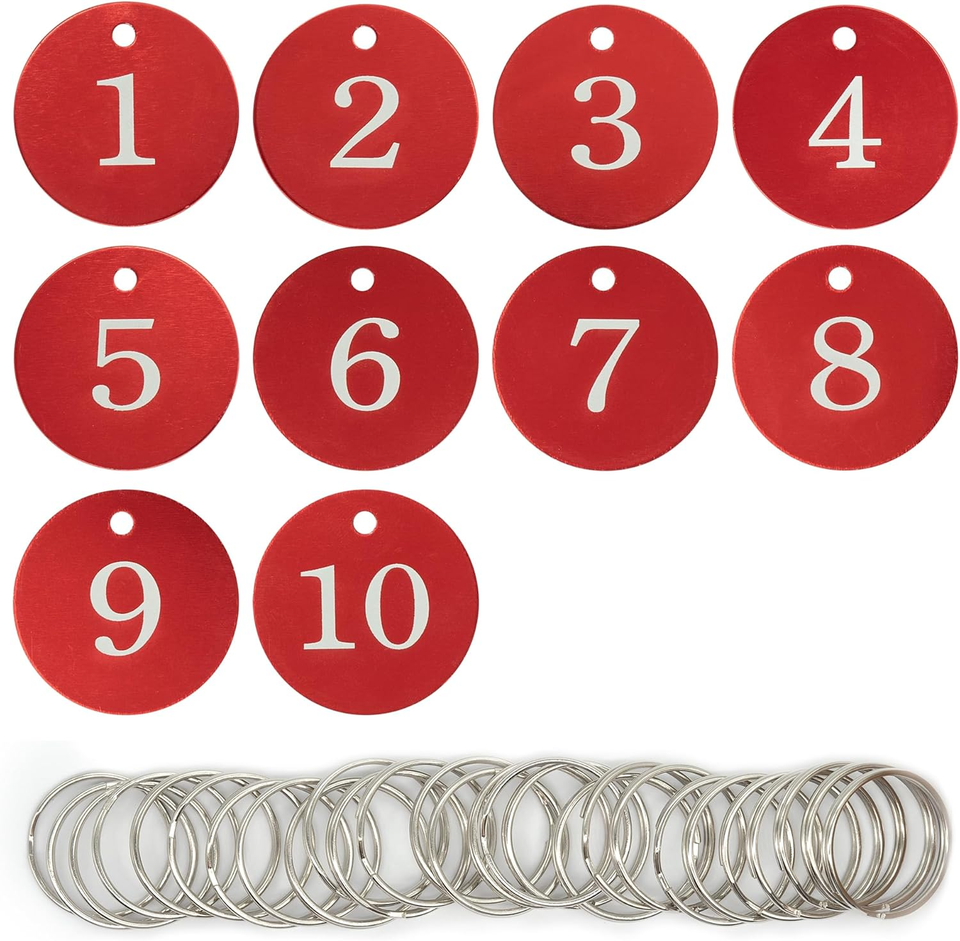 round Aluminum Engraved Number Tags Key Tags ID Tags (1-10, Red) | eBay