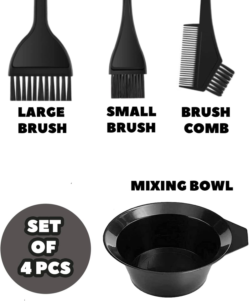 4PCS Hair Dye Brush and Mixing Bowl Set, Tint Comb for Hair ...