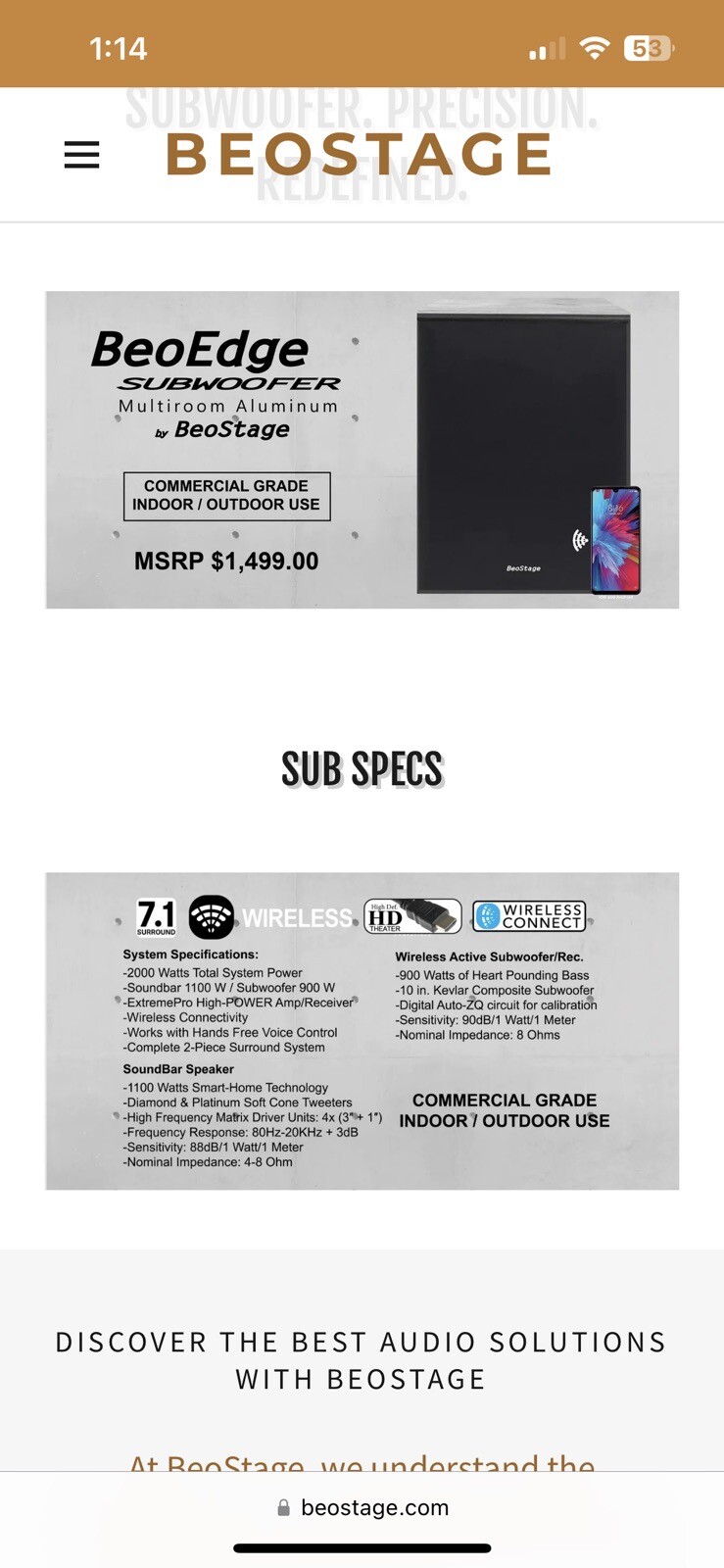 Beo Edge SubWoofer MultiRoom Aluminum By BeoStage (WORTH 2,000) | eBay