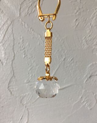 Vintage Keychain HOLLAND Clear Acrylic Prism Round Fob Gold Tone Key ...