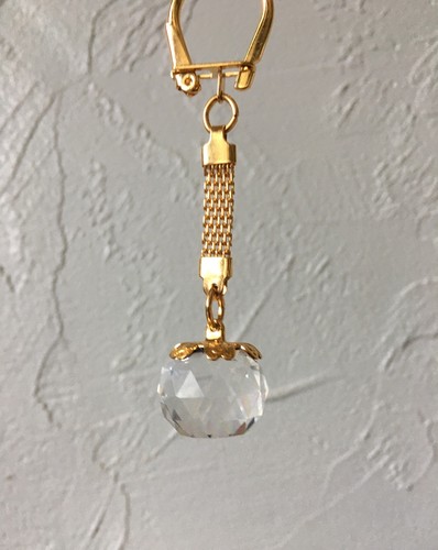 Vintage Keychain HOLLAND Clear Acrylic Prism Round Fob Gold Tone Key ...