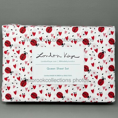 London Kaye QUEEN 4pc Sheet Set 100% Soft Microfiber ~ LADYBUGS ...