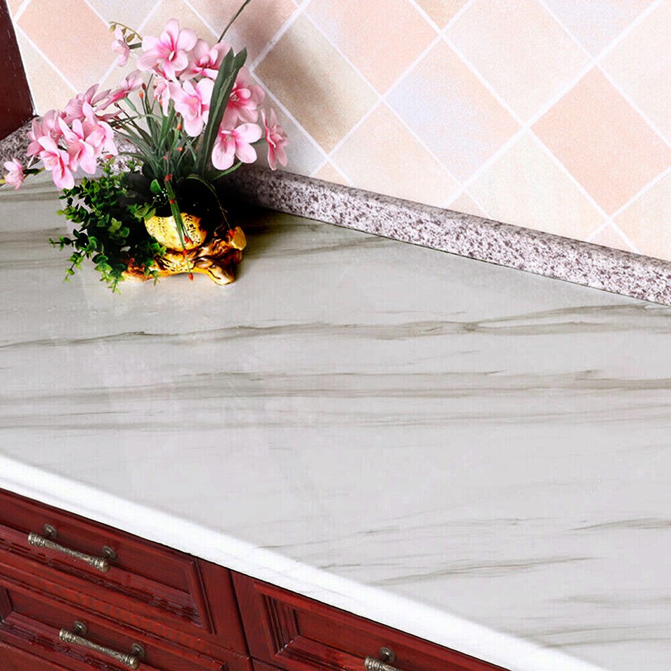 Marble Contact Paper Self Adhesive Peel & Stick Wallpaper PVC Kitchen ...