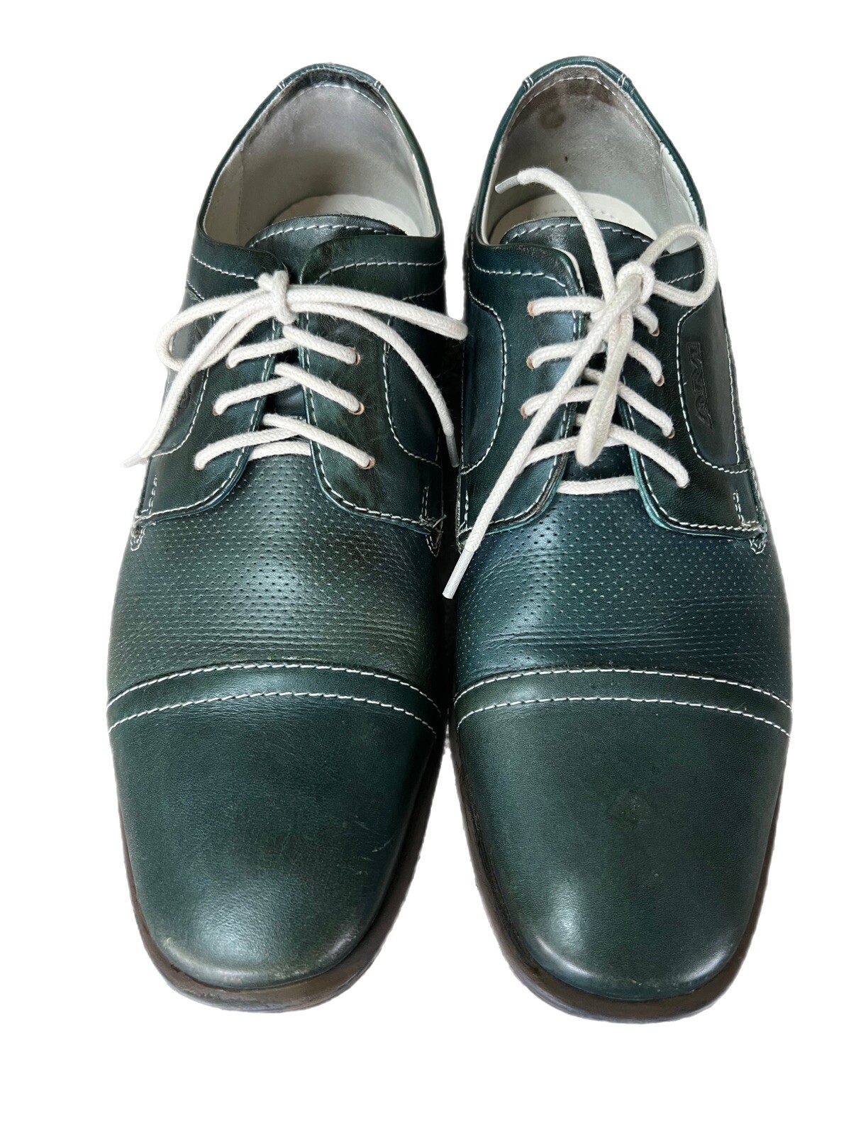 Rare AM Shoe Company Men’s Green Leather Oxford Dress… - Gem