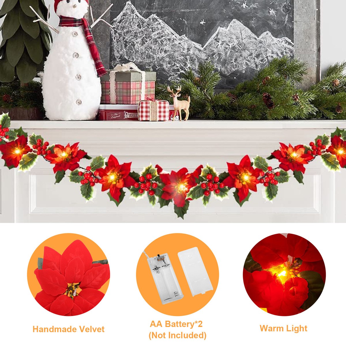 Pre Lighted Christmas Wreaths Garland