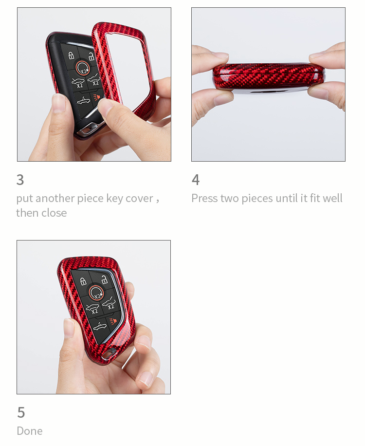 Red Carbon Key Cap Fob Covers For Corvette C8 Stingray Coupe HTC Z06 E ...
