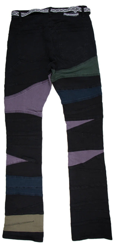 Lifted Anchors Men's Borg Color Panel Flared Leg Stacked Denim Jeans in ...