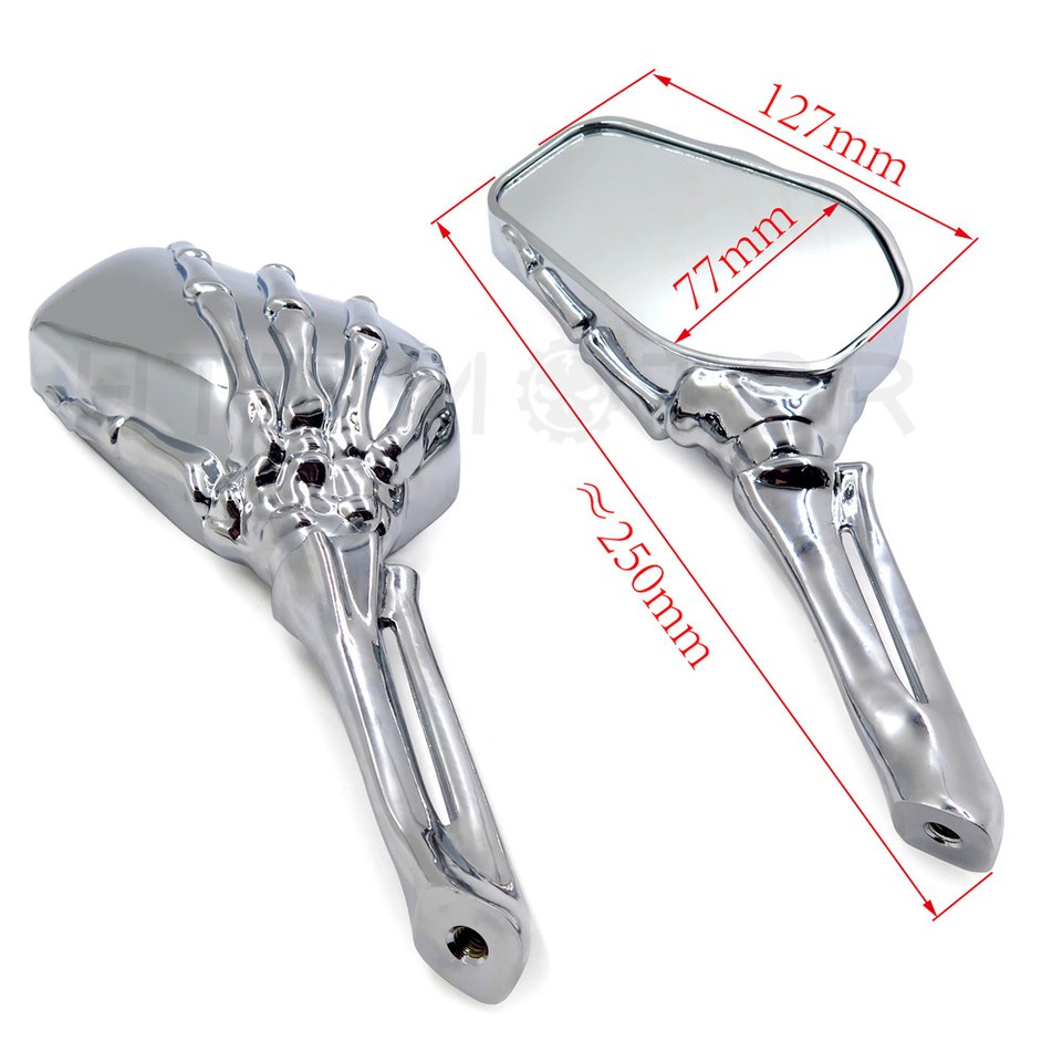 Motorcycle Chrome Skull Skeleton Hand Side Rearview Mirrors For Harley ...