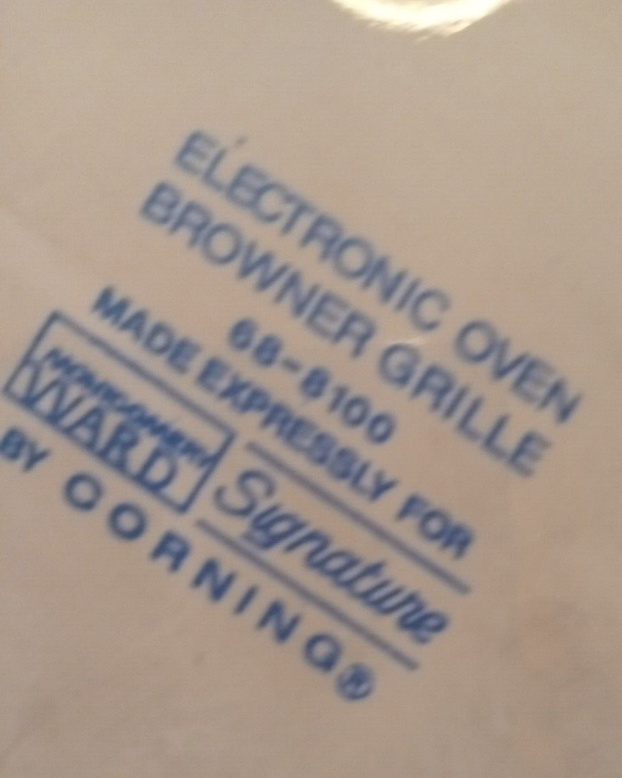 "Corning Ware" Electronic Oven Browner Grille #68-8100 Montgomery Ward ...