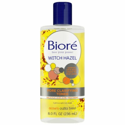 Bioré Witch Hazel Pore Clarifying Toner 236mL Deep Cleanse Clear Pores ...