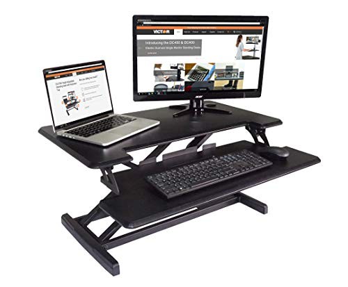 Victor High Rise Height Adjustable Compact Standing Desk with Keyboard ...