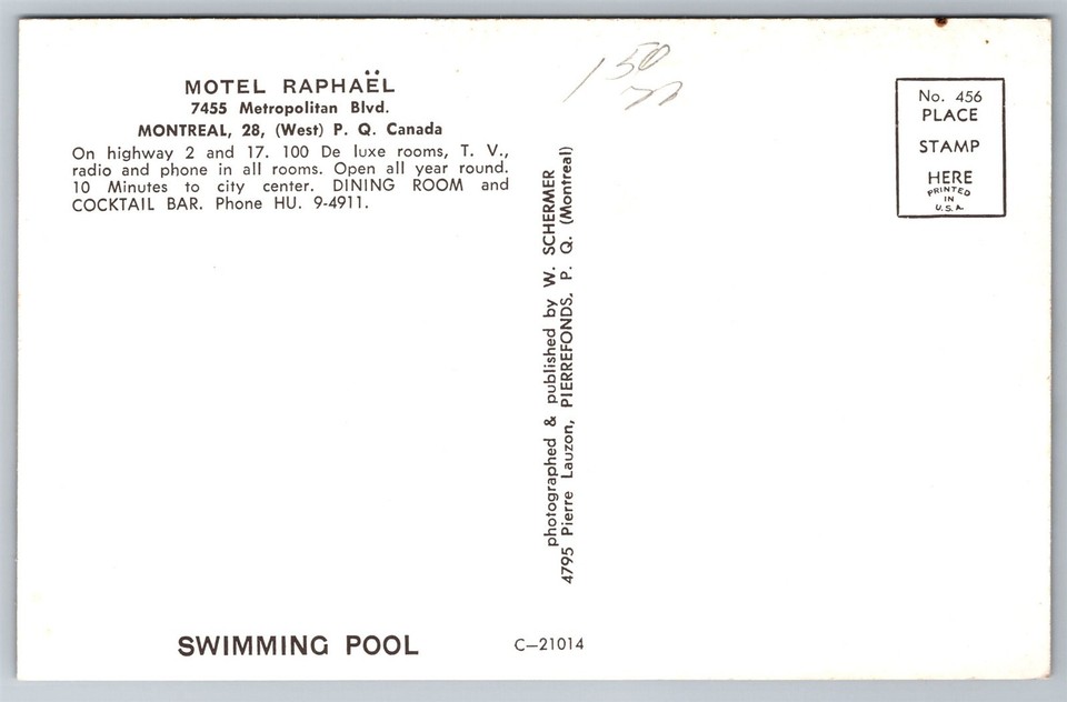 Postcard Motel Raphael Montreal PQ Canada D403 | eBay