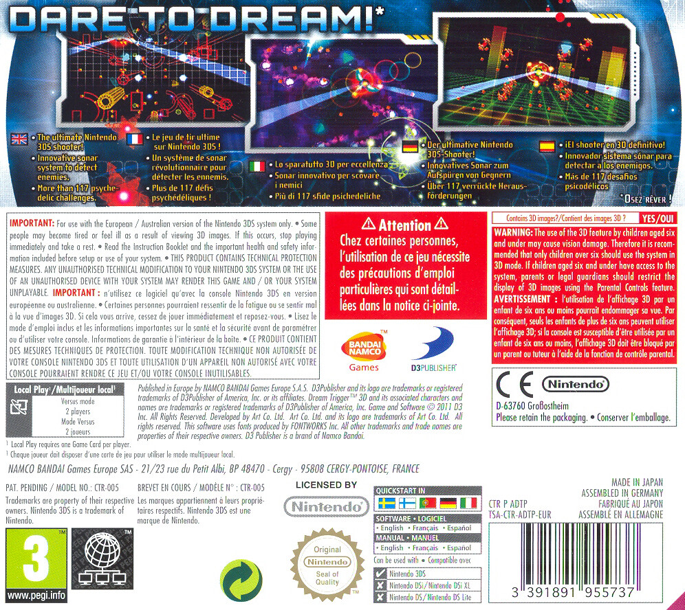 Dream Trigger 3D Nintendo 3DS D3 Publisher | eBay