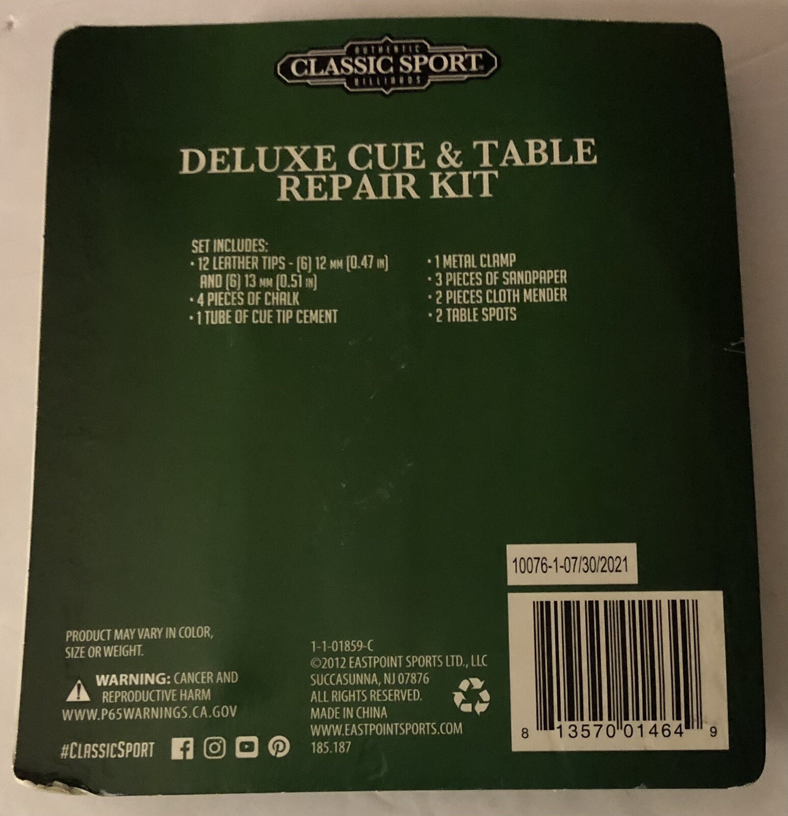 Classic Sport Deluxe Pool Cue & Table Repair Kit Leather Tips Extra 6 ...