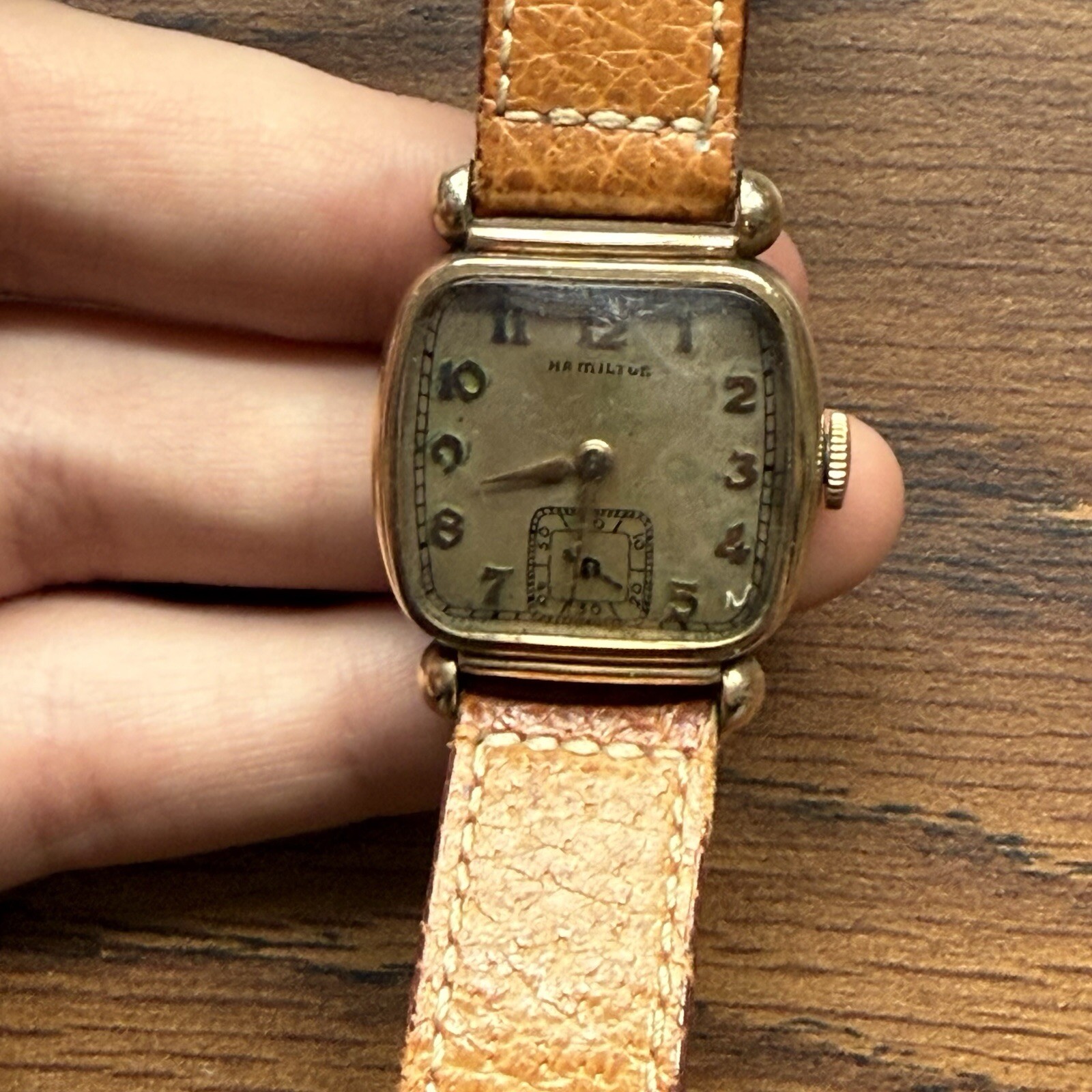 Vintage 1950’s Hamilton Gold Tank Style Watch With Br… - Gem