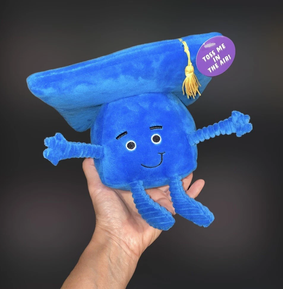 Blue Graduation Caps In Air