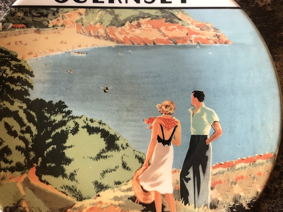 VINTAGE ART DECO RAILWAY TRAVEL POSTER PLATE GUERNSEY BY CONNELL & TODD ...
