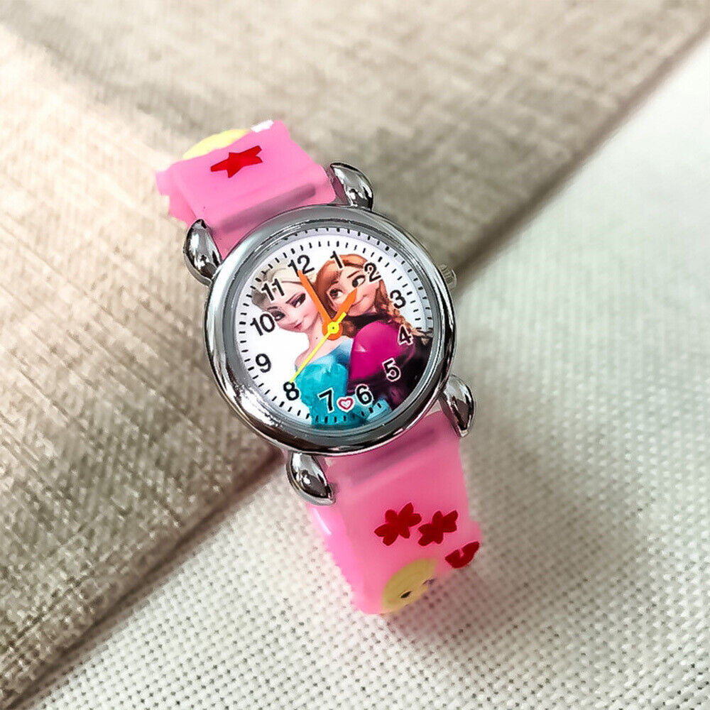 Cartoon Frozen Princess Elsa Anna Kids Children's Boys Girls Round Dial ...
