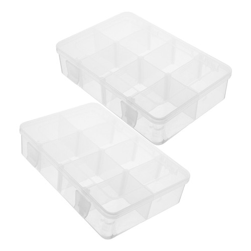 2 Pcs Multi Compartment Storage Box Plastic with Dividers Jewelry ...