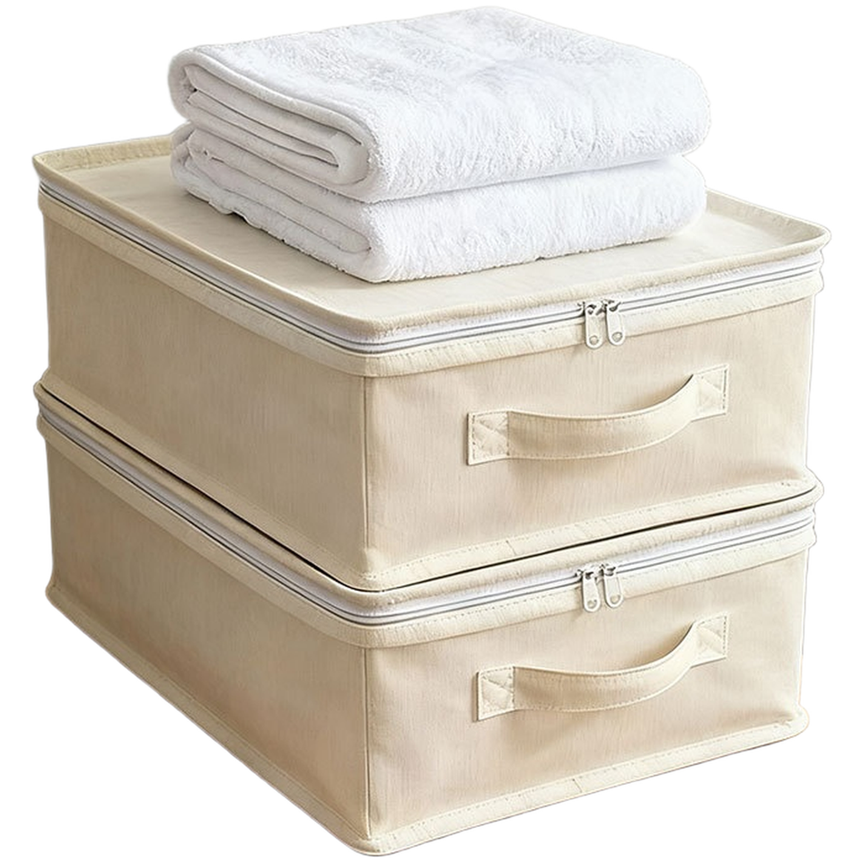 Foldable Cotton Linen Storage Bag with Reinforced Handle for Easy ...