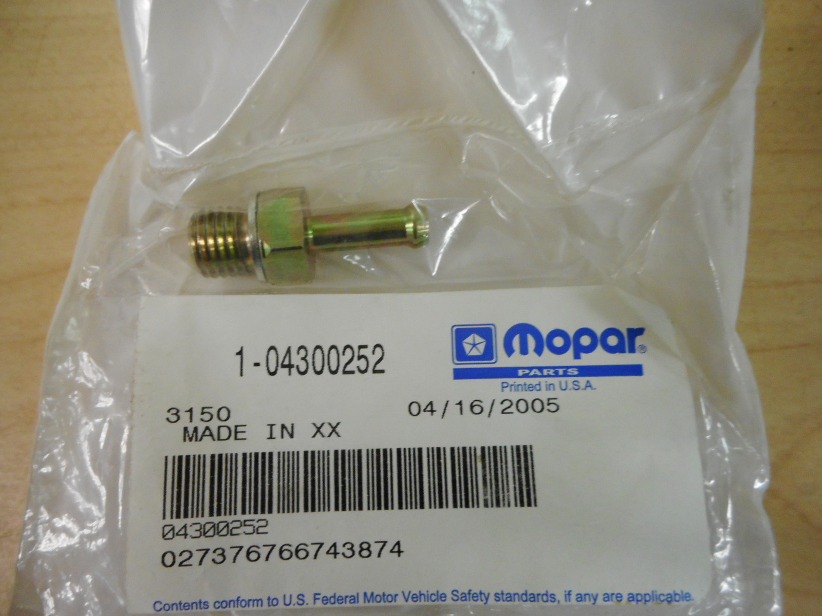 MoPar Fuel Line Fitting - NOS - '80's-90's - P/N 4300252 | eBay