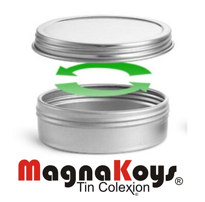 Large Silver Metal Tins w/ Top Lid Threaded Cap 2 oz (pack of 4) | eBay