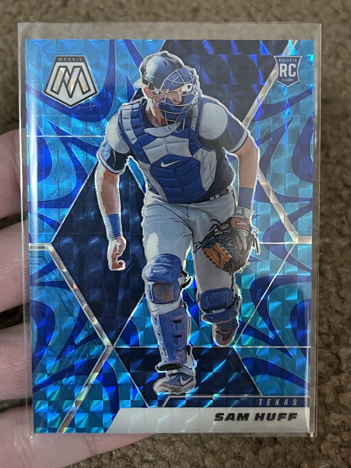 2021 Mosaic Sam Huff Rookie Card RC Reactive Blue Prizm Parallel Texas ...