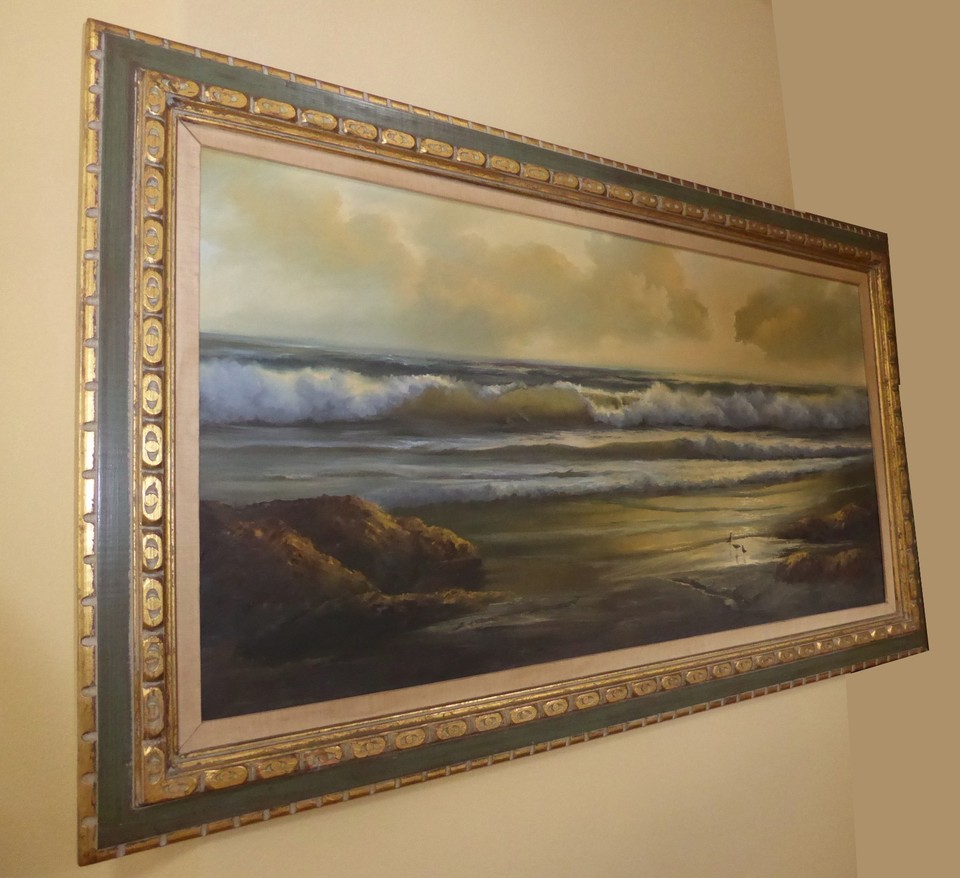 Vintage Oil on Canvas Painting Picture Ocean Wave by Beverly Carrick | eBay