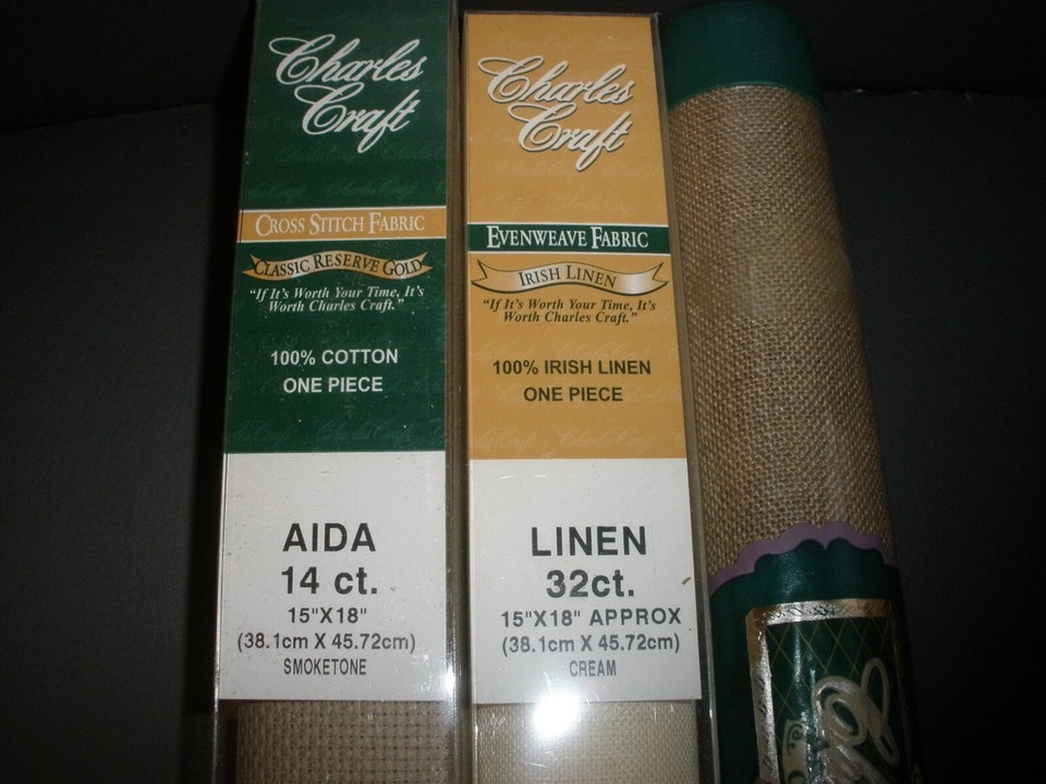 Lot of 3 NEW Charles Craft Cross Stitch Fabric Large PIeces (SU138) | eBay