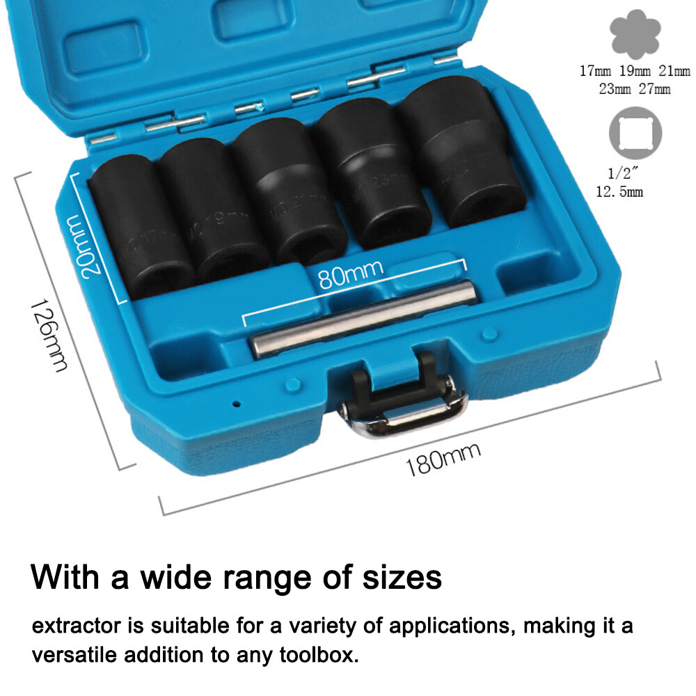 6pcs Lug Nut Remover Kit Broken Nuts Removal Tool Set Broken Nut Bolt ...