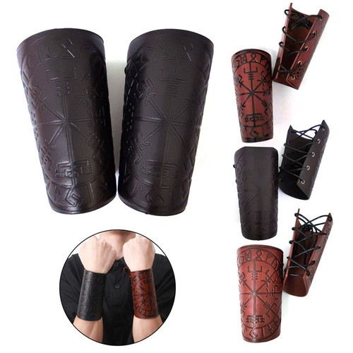 Compass Runes Punk Wristband Nordic Cuff Bangle Wrist Elbow Pad Wrist ...