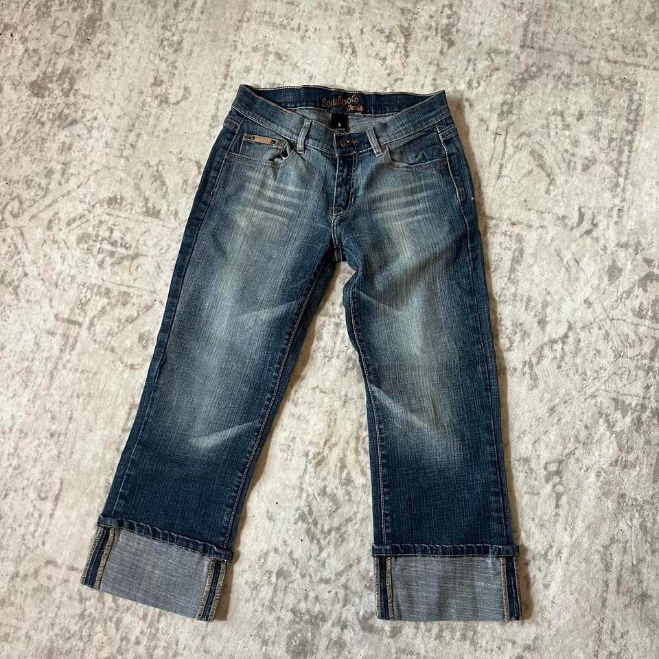 Southpole Jeans Capri Cuffed Embellished Pockets Denim Blue Size 3 | eBay