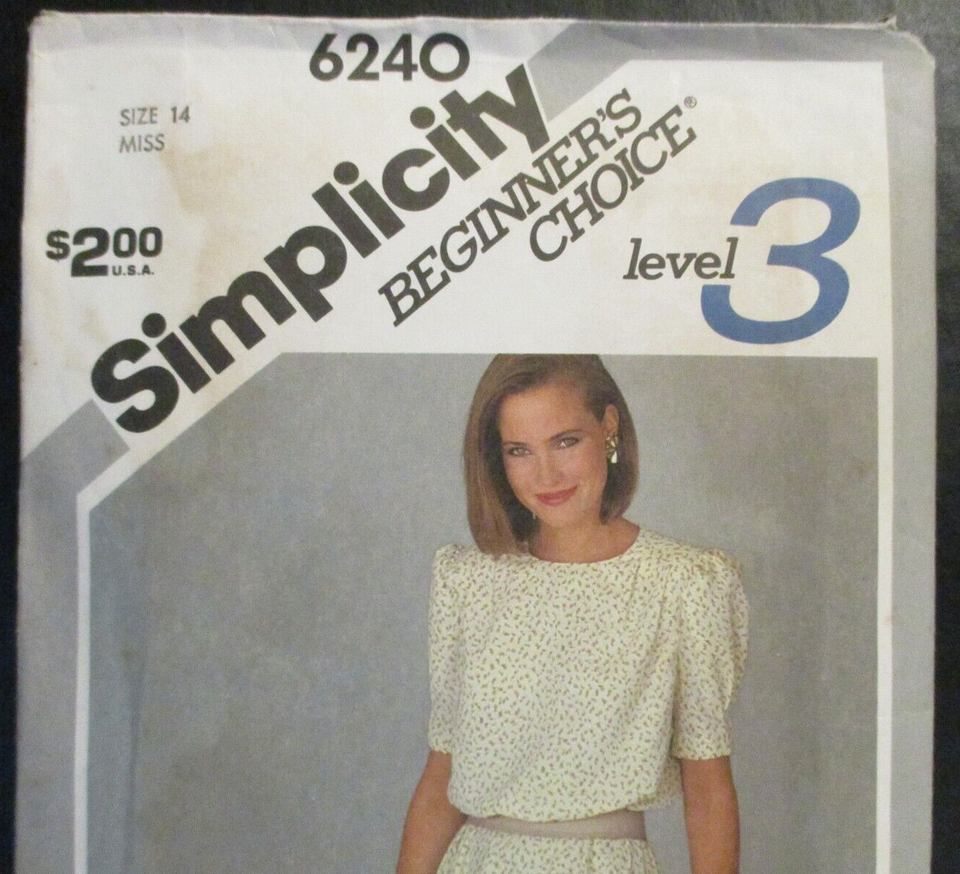 Simplicity Pattern 6240 Misses Dress Size 14 Bust 36" Uncut Vintage ...
