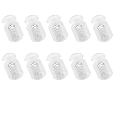 10pcs 7mm Dia One Hole Rope Cord Locks Ends Spring Stop Toggles Clear ...