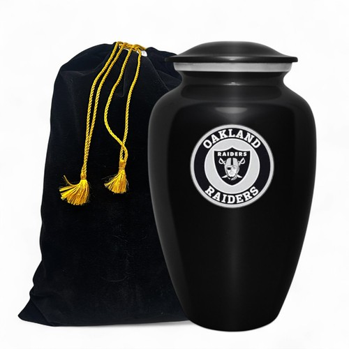 Large Black Urn for Oakland Raiders Football Theme Style Custom text ...