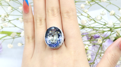 25x21mm SheCrown Big Oval 22x18mm Fire Rainbow Violet Topaz CZ Silver ...