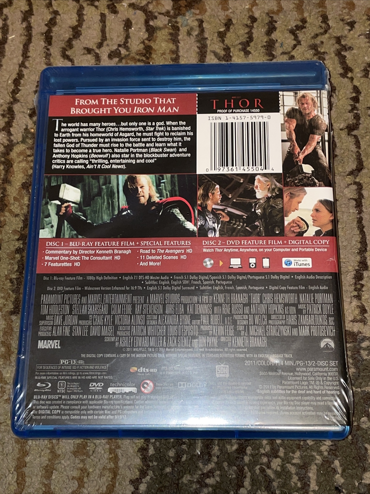 Thor (Blu-ray/DVD, 2011, 2-Disc Set, Includes Digital Copy) BRAND NEW ...