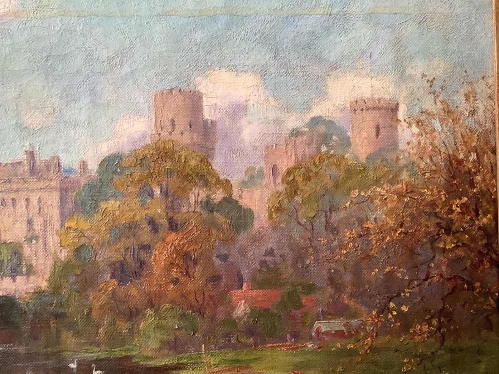 1930'S IMPRESSIONISM - MEDIEVAL WARWICK CASTLE IN ENGLAND - OIL ...