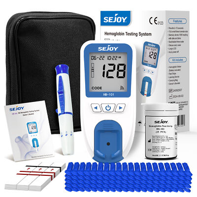 Anaemia Iron Deficiency Hemoglobin Blood Meter Test Kit w/ Test Strips ...