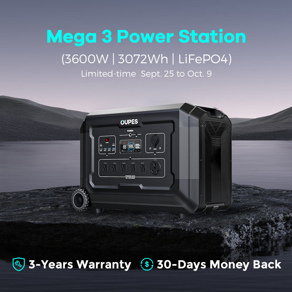 OUPES Mega 3 Portable Power Station Bundles 3600W 3072Wh Solar ...