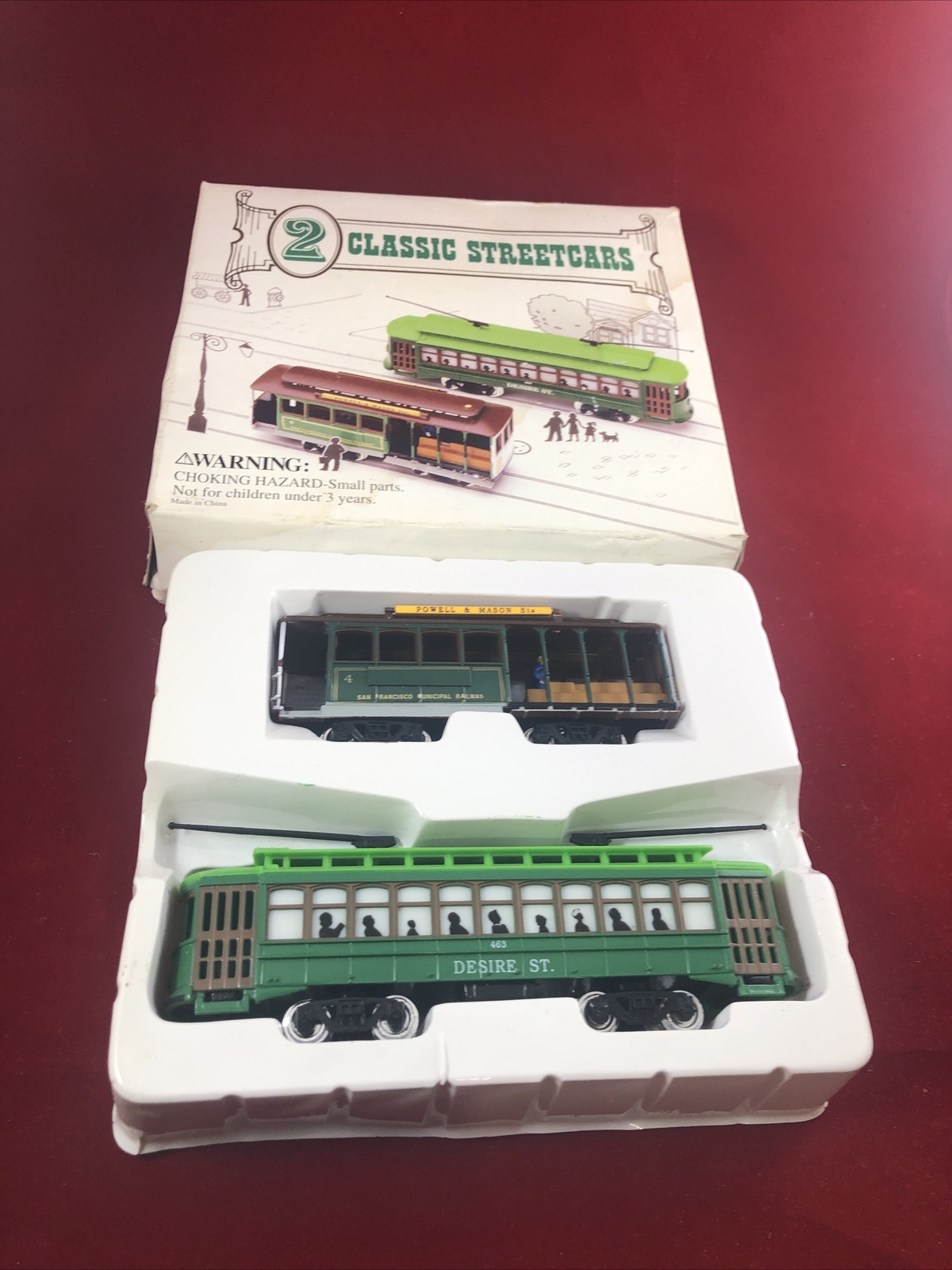 2 CLASSIC STREETCARS HO SCALE SAN FRANCISCO CABLE CAR & DESIRE STREET ...